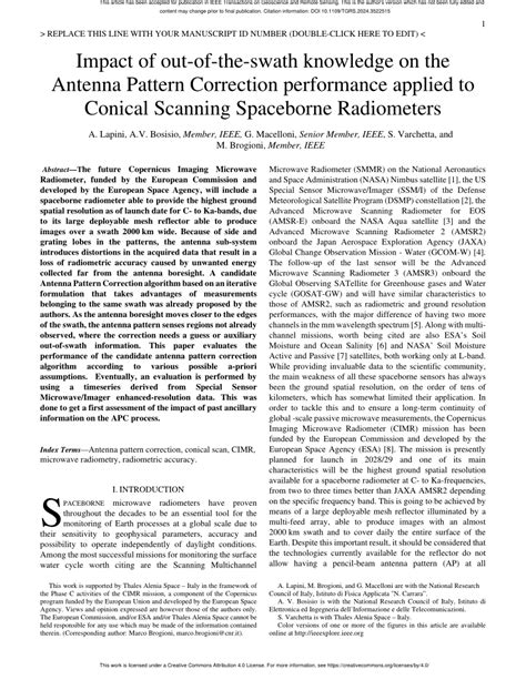 Pdf Impact Of Out Of The Swath Knowledge On The Antenna Pattern