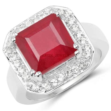 Anello In Argento Sterling 925 Con Gemma Di Rubino Riscaldata Per Donna