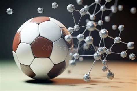 Soccer Ball In Motion With Molecular Structure In Dynamic Composition Stock Illustration