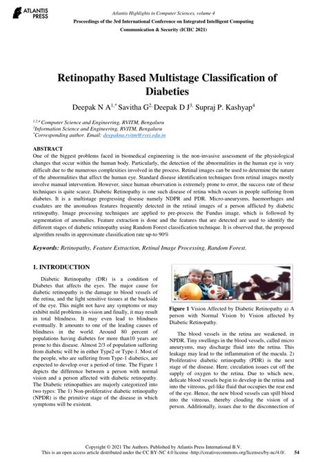 Pdf Retinopathy Based Multistage Classification Of Diabeties