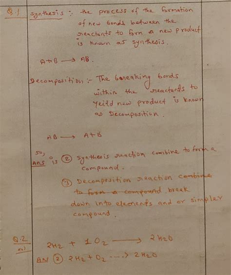 Solved How Do You Differentiate Between Synthesis And Decomposition
