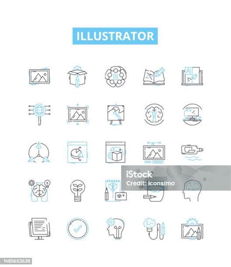 Illustrator 벡터 선 아이콘이 설정되었습니다 일러스트 레이터 벡터 디자인 드로잉 만들기 아트웍 펜 일러스트레이션 개요 개념 기호 및 기호 어도비에 대한 스톡 벡터