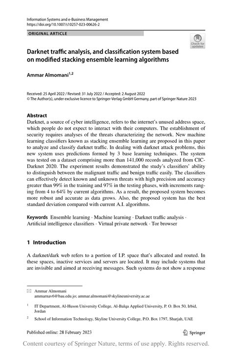 Darknet Traffic Analysis And Classification System Based On Modified