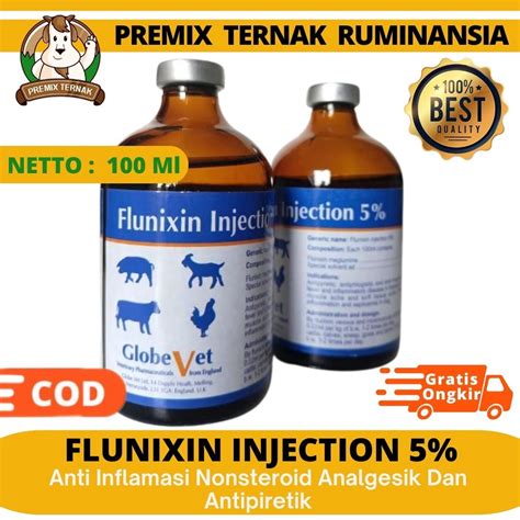 Jual Flunixin Injeksi 100 Ml Globe Vet Flunixin 100 Ml Anti Inflamasi Penurun Demam Ternak