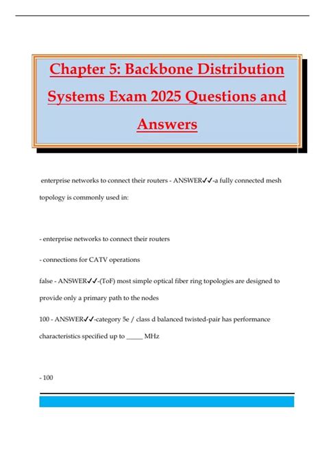 Chapter 5 Backbone Distribution Systems Exam 2025 Questions And