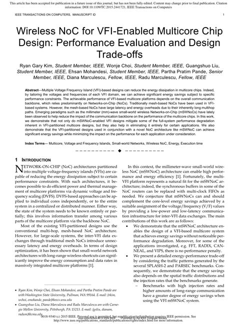 Pdf Wireless Noc For Vfi Enabled Multicore Chip Design Performance Evaluation And Design