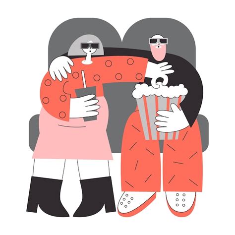 Premium Vector Elderly Dating Couple Having Romantic Time In Cinema