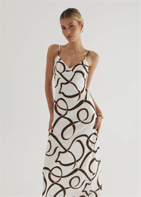 Carla Maxi Dress Brown Swirl Gingham And Heels