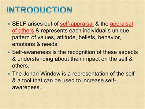 04 Johari Window For Self Awareness Swot Analysis Pptx