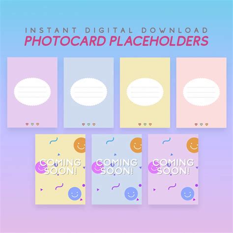 Kpop Photocard Placeholders Instant Digital Download Labels 25 X 35