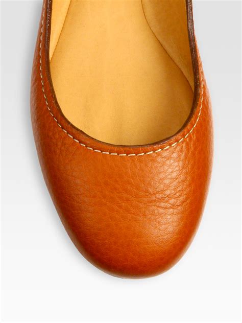 Chloé Leather Ballet Flats In Brown Lyst