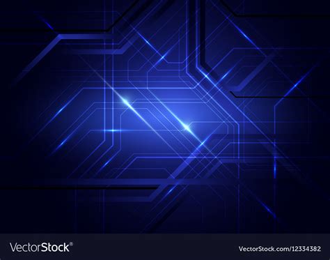 Blue Abstract Circuit Board And Lines Background Vector Image