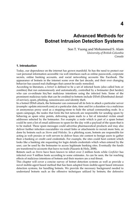 Pdf Advanced Methods For Botnet Intrusion Detection Systems