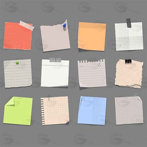 وکتور مجموعه کاغذ یادداشت رنگی کد 132 گراپیکس