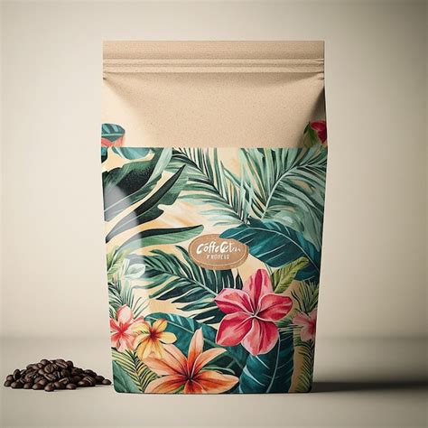 Tropical Floral Coffee Packaging Design Premium Ai Generated Image