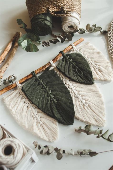 Macrame Feather PDF Pattern Video Tutorial DIY Macrame Leaf Etsy Macrame Patterns Macrame