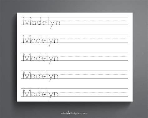 Personalized Cursive Name Tracing Sheet Cursive Name Writing Etsy