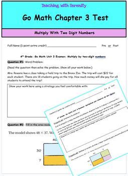 Go Math Chapter Test Multiply With Two Digit Numbers English Spanish