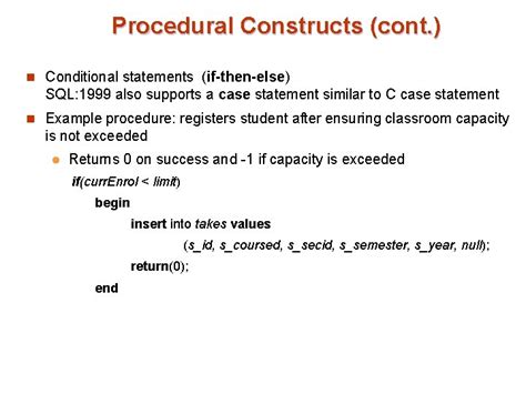 Procedural Constructs In Sql Chapter 5 Database System