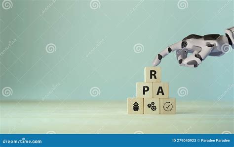 Rpa Robotic Process Automation Innovation Concept Robotic Hand Touching Digital Interface Stock