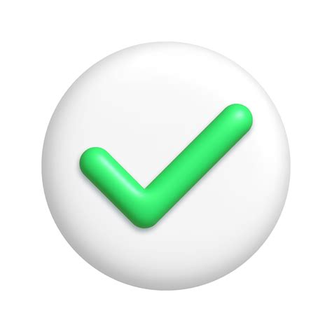 Green Check Mark Icon On White Round Button D Realistic Design Element Vector Art At