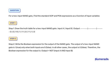 Solved For A Two Input Nand Gate Find The Standard Sop And Pos