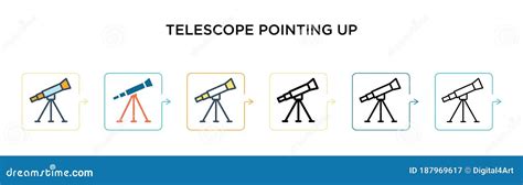 Telescope Pointing Up Vector Icon In 6 Different Modern Styles Black Two Colored Telescope