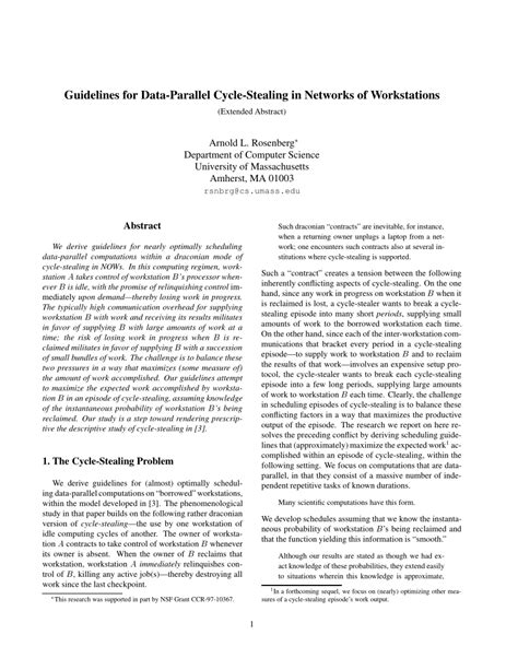 Pdf Guidelines For Data Parallel Cycle Stealing In Networks Of