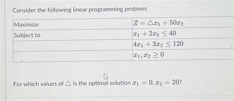solved consider the following linear programming
