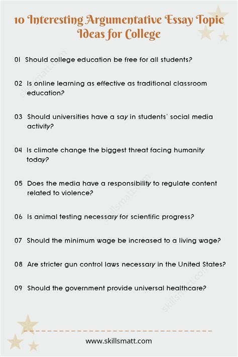 10 Interesting Argumentative Essay Topic Ideas For College