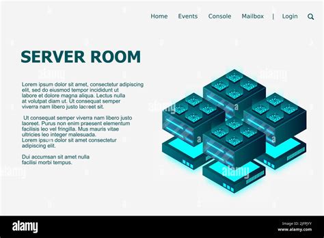 Server Room Isometric Mainframe Powered Server High Technology Concept Data Center Big Data