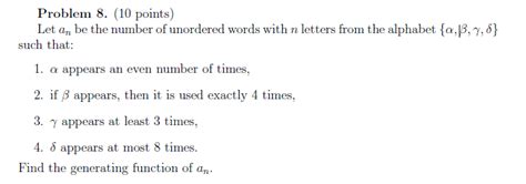 Solved Problem Points Let An Be The Number Of Chegg Com