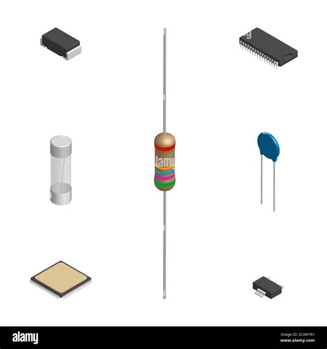 Set Of Different Active And Passive Electronic Components Isolated On