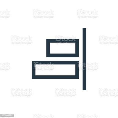 벡터 편집 개념에서 오른쪽 정렬 아이콘 벡터 오른쪽 정렬 편집 가능한 스트로크의 얇은 선 그림입니다 웹 및 모바일 앱 로고 인쇄 미디어에 사용할 선형 기호를 정렬합니다