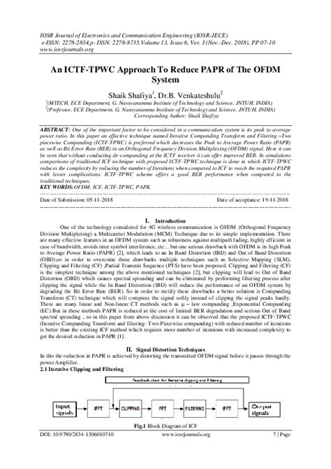 Pdf An Ictf Tpwc Approach To Reduce Papr Of The Ofdm System