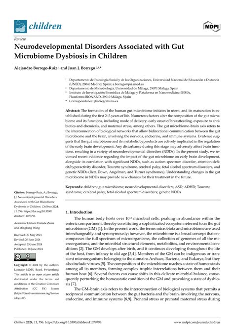 Pdf Neurodevelopmental Disorders Associated With Gut Microbiome