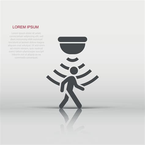 Motion Sensor Icon In Flat Style Sensor Waves With Man Vector Illustration On White Isolated