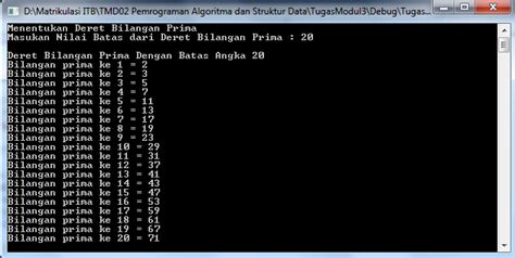 malingipoda program deret bilangan prima