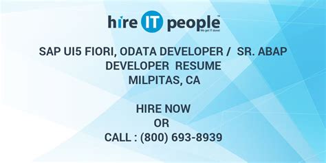 Sap Ui5 Fiori Odata Developer Sr Abap Developer Resume Milpitas Ca Hire It People We