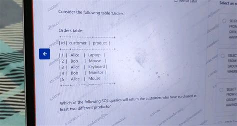W Revisit Later Consider The Following Table StudyX