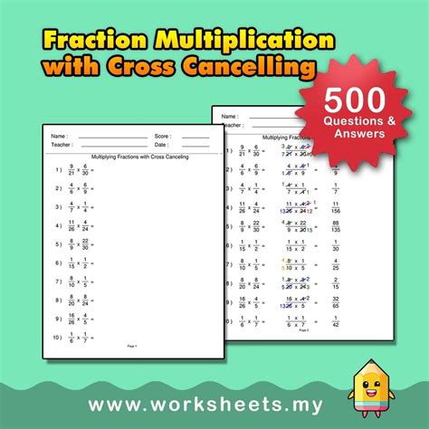 Igcse Math Worksheets Fraction Multiplication With Cross Cancelling 2000 Q A Igcse Maths Pdf