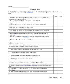 Sexually Transmitted Infections Safer Sex Lesson PowerPoint Worksheet STDs