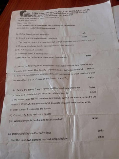 ABRAHAM ADESANYA POLYTECHNIC IJEBU IGBO Counse Coosi Ercits Natri Zioonas INSTRUCTION ANSWER