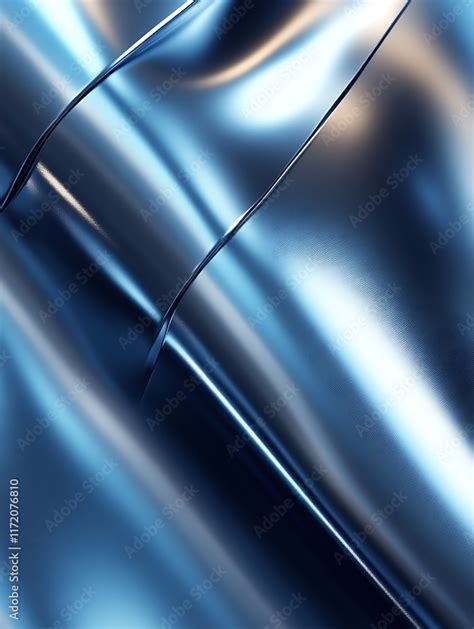 Abstract Blue Metallic Texture With Flowing Curves And Highlights