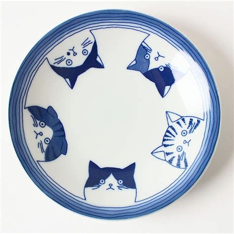 Japanese Ceramics Plate Cute Cats Medium Size 54 Inch Diameter