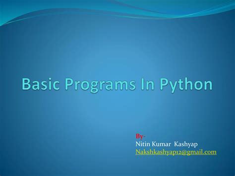 Basic Programs In Python Ppt