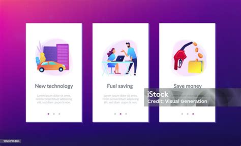 연료 절약 그리고 가스 마일리지 Ui Ux 애플 리 케이 션 인터페이스 템플릿 가솔린에 대한 스톡 벡터 아트 및 기타 이미지