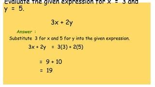 Evaluate The Given Expression PPTX