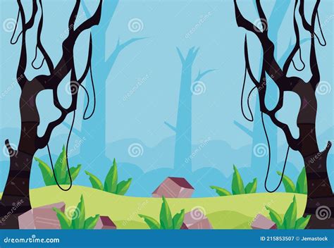 Trees With Lianas Stock Vector Illustration Of Forest 215853507