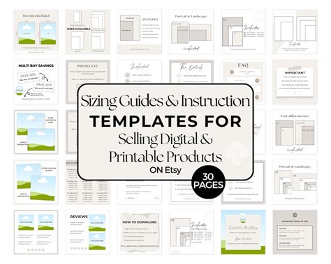 Printing Size Digital Downloads Guide And Instructions Printable Product Etsy Listing Mockup